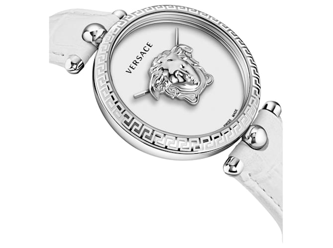 Versace Palazzo Empire Strap Watch Silvery Metallic Leather ref.803786 ...