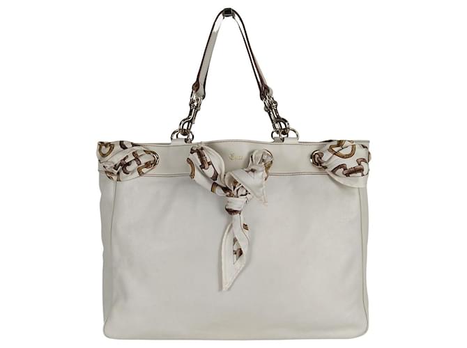 Gucci Positano Shopper bag in white leather ref.805945 - Joli Closet