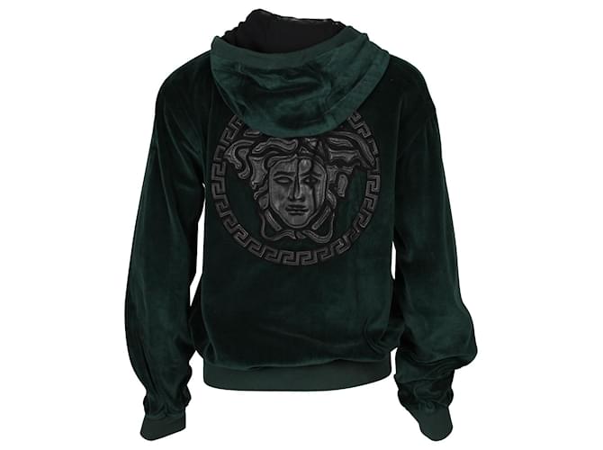 Versace Medusa Logo Zip Up Hoodie in Green Velvet ref.862257 - Joli Closet