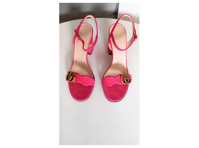 Sandales Gucci Marmont Suede Rose ref.881102 - Joli Closet