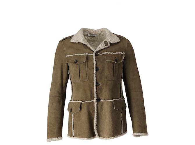 Yves Saint Laurent Shearling Jacket in Brown Sheepskin Leather ref ...