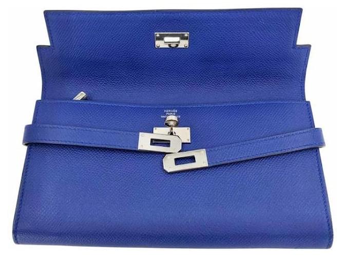 Hermès Kelly Classic Wallet Blue Leather ref.999408 - Joli Closet