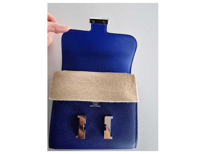 Hermès CONSTANCE COMPACT wallet Blue Leather ref.1268198 - Joli Closet