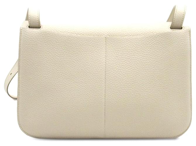 Hermès White Taurillon Clemence Halzan 31 Cream Leather Pony-style ...