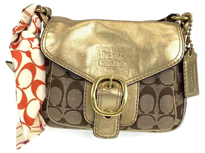 Coach Signature Canvas/Leather Shoulder Bag Beige Cloth ref.1990336 ...