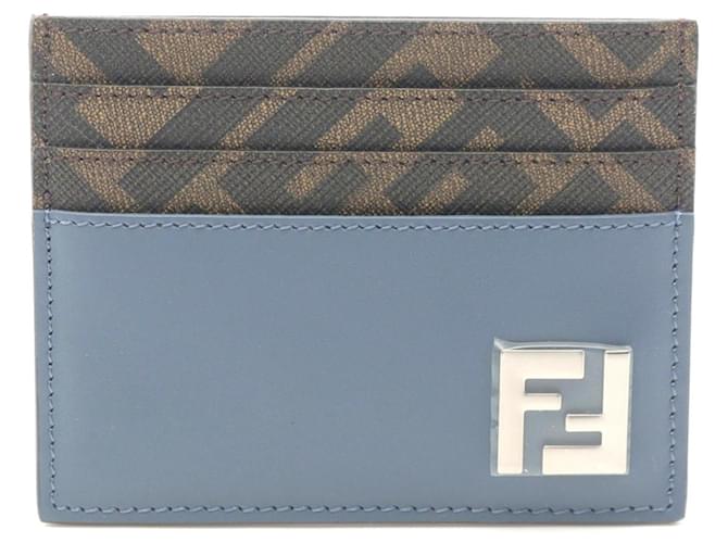 Fendi FF Logo Card Case Leather PVC Blue ref.2490235 - Joli Closet