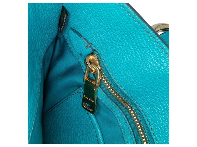 Miu Miu Blue Goatskin Madras Satchel Turquoise Leather ref.2543783 ...