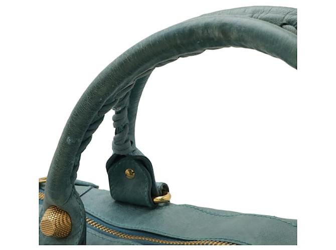 Balenciaga Leather Emerald Giant Work Bag Blue Pony-style calfskin ref ...