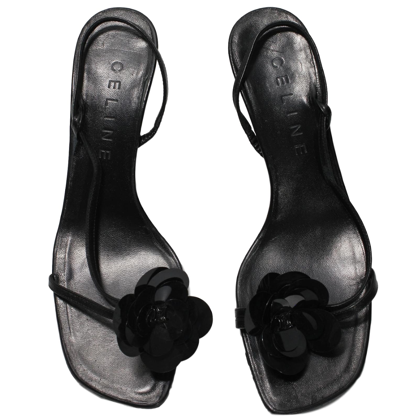 Céline Mules à talons Cuir Noir ref.16363 - Joli Closet