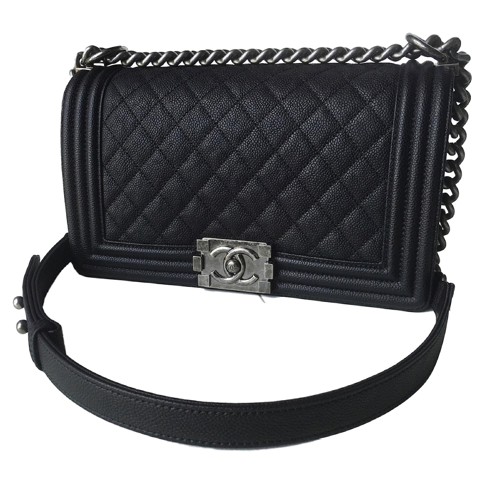 Chanel Boy Black Leather ref.20544 - Joli Closet