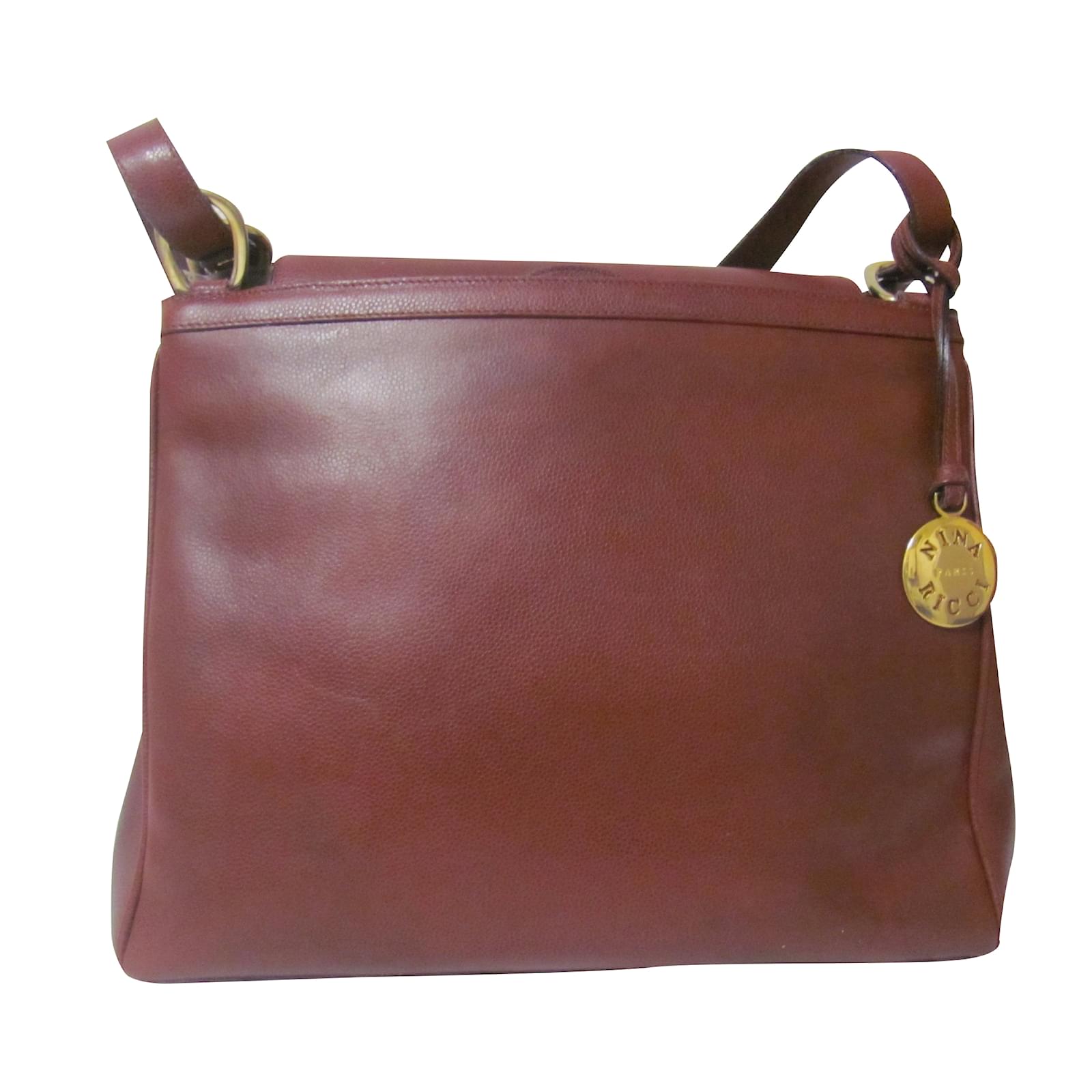 Nina Ricci Handbag Dark red Caramel Leather ref.28520 - Joli Closet