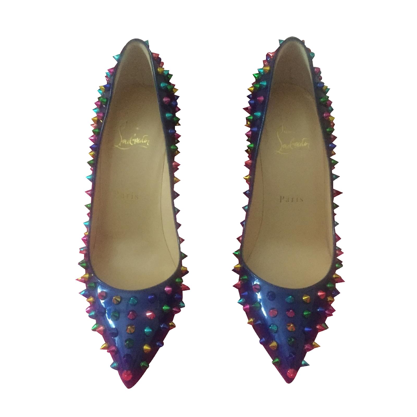 Christian Louboutin Spike Patent Blau Leder ref.29787 - Joli Closet