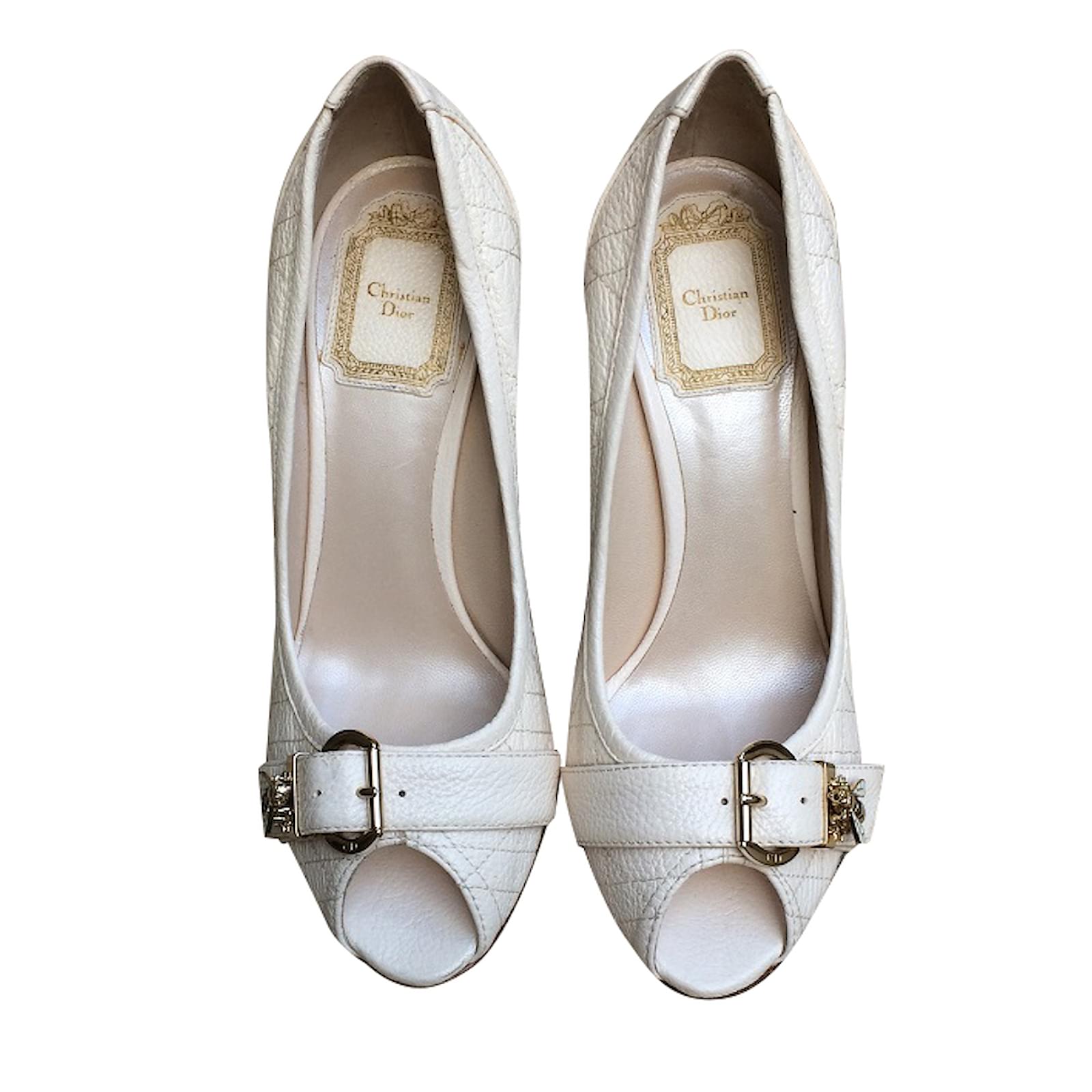 Dior Heels White Leather ref.32927 - Joli Closet