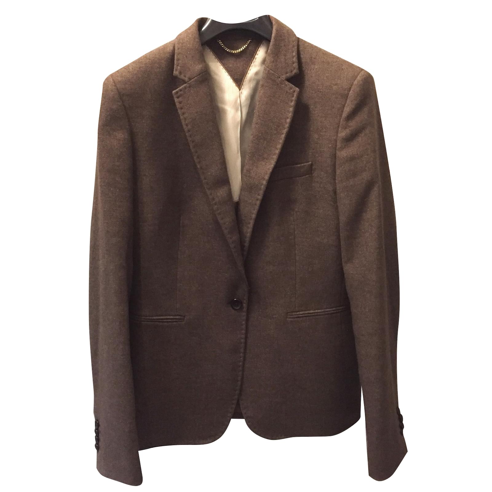 Massimo Dutti Jacket Brown Wool ref.33644 - Joli Closet