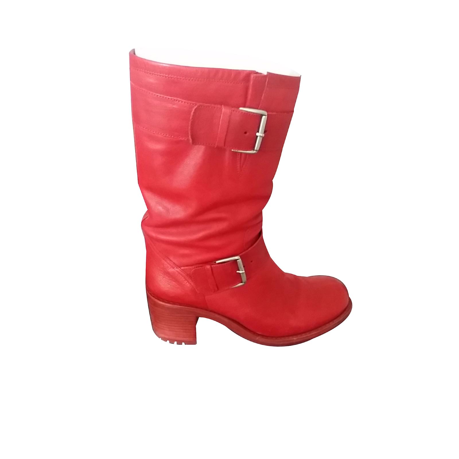 Free Lance Bottes Cuir Rouge ref.37703 - Joli Closet