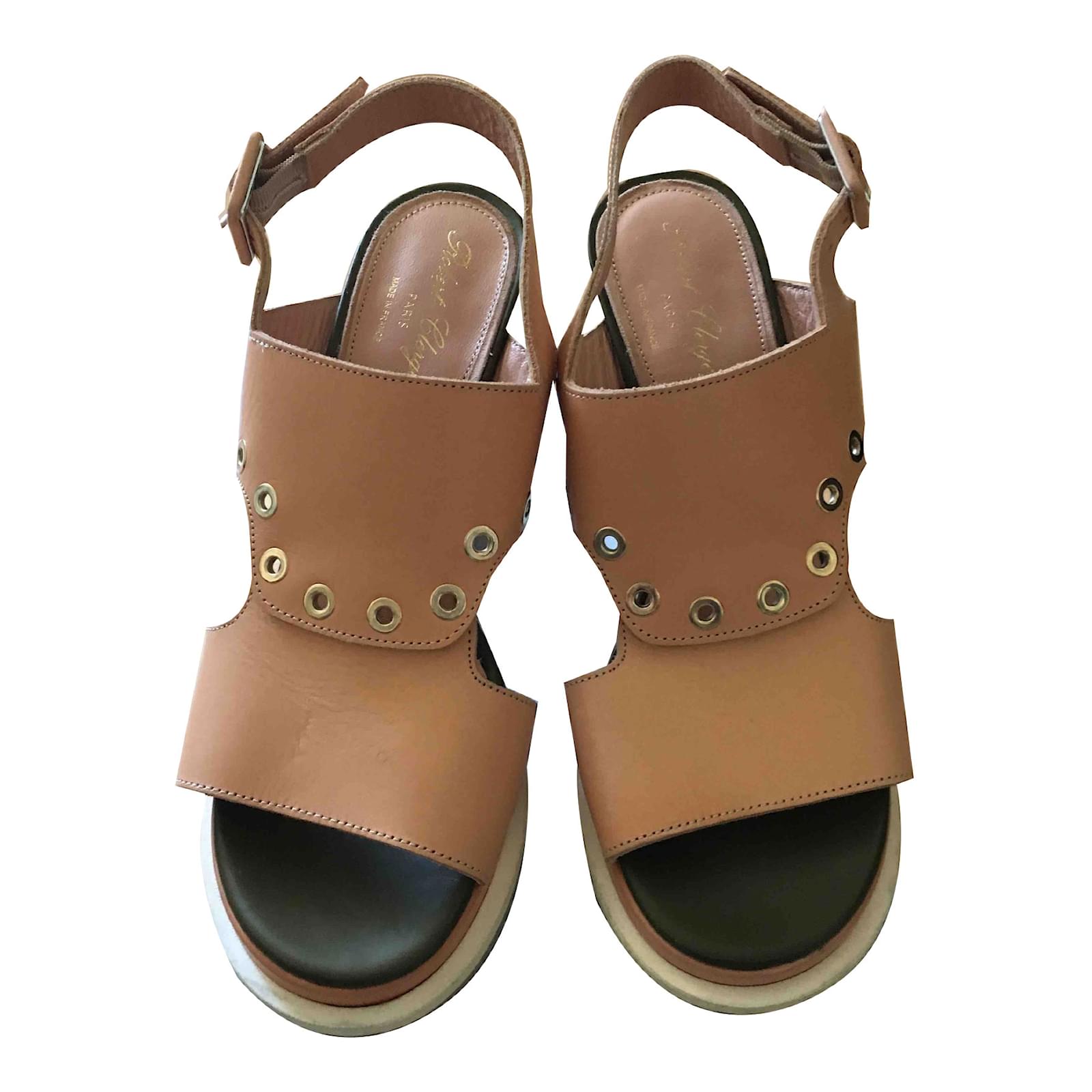 Robert Clergerie Sandales Cuir Caramel ref.40562 - Joli Closet