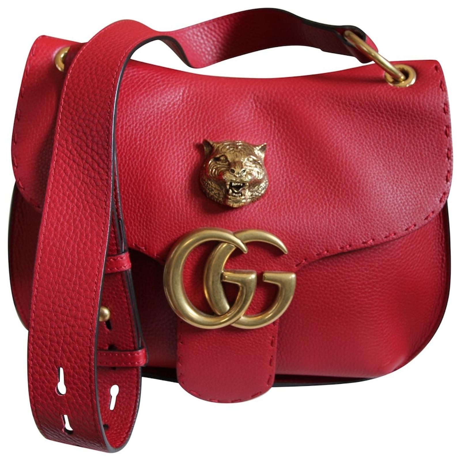 Gucci Marmont Cuir Rouge ref.47072 - Joli Closet