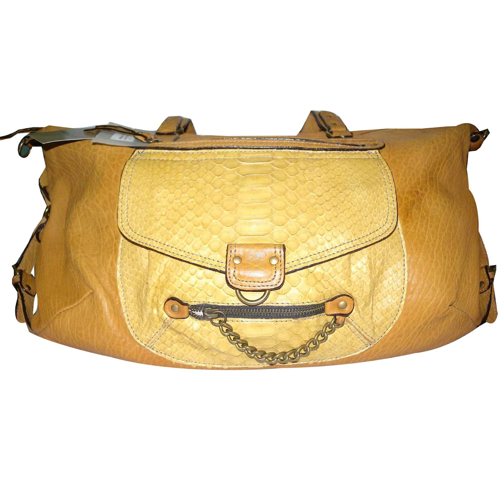 Abaco Totes Mustard Leather Python ref.50576 - Joli Closet
