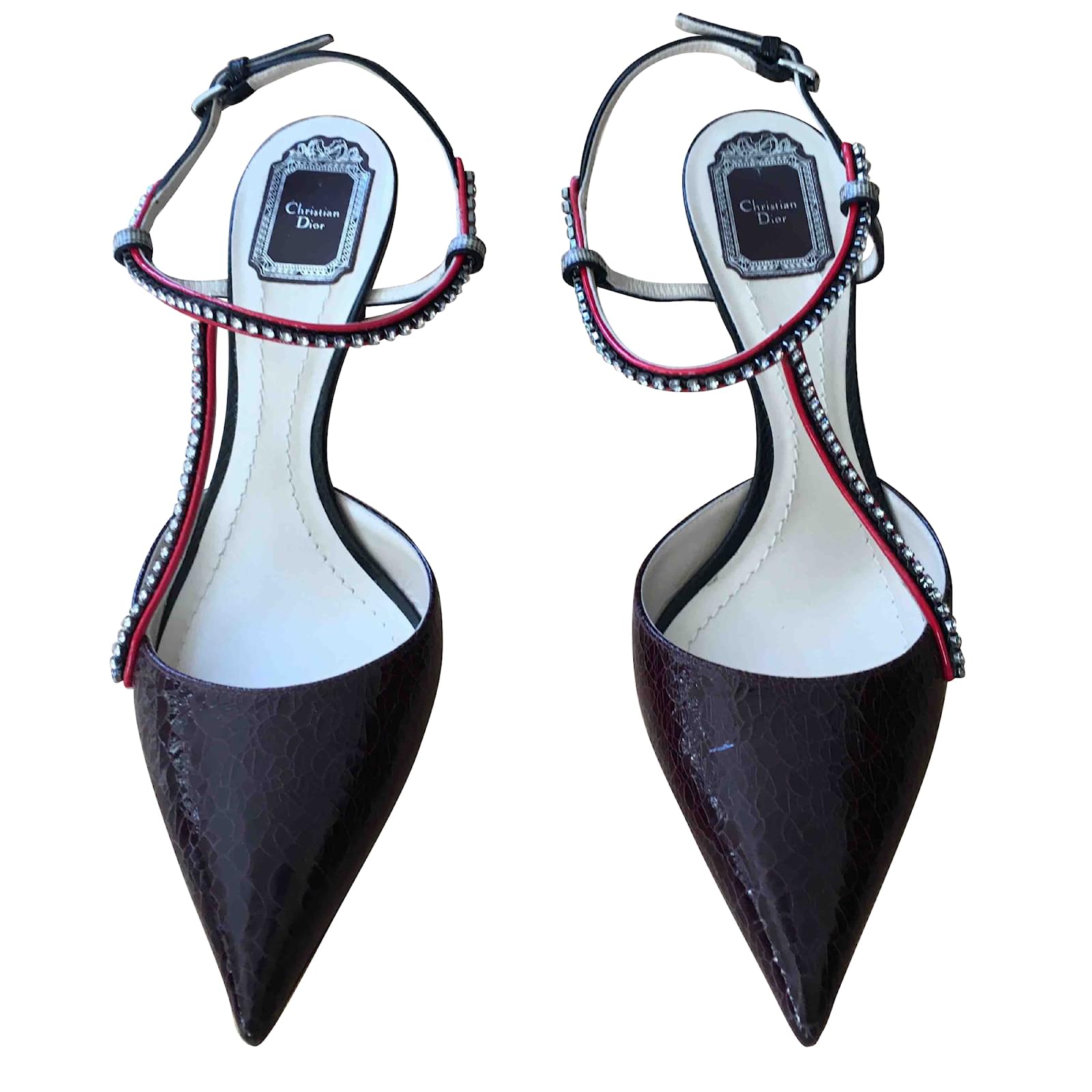 Christian Dior Heels Dark red Leather ref.51550 - Joli Closet