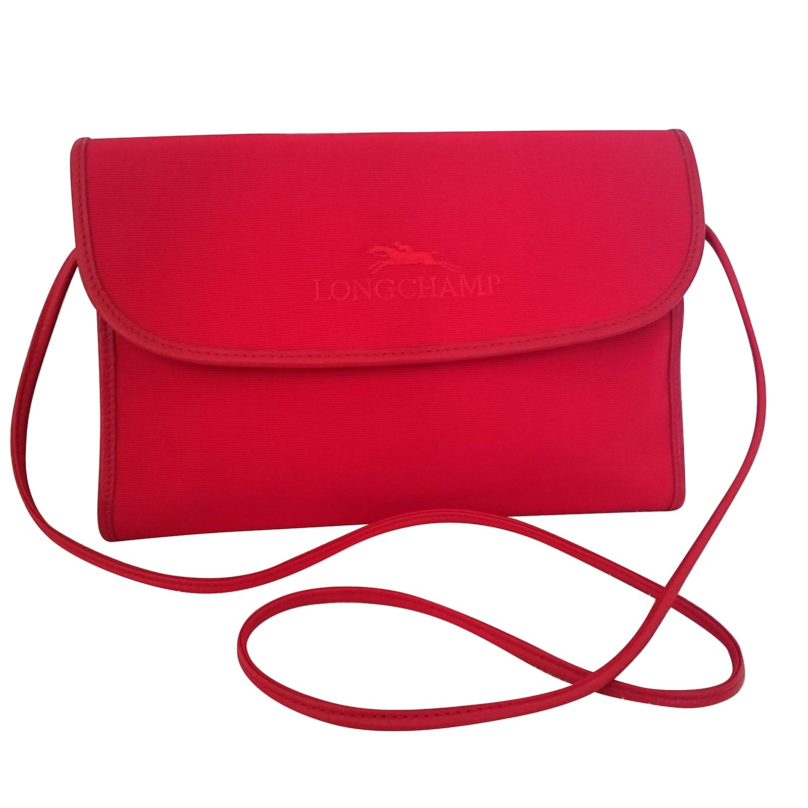 Longchamp Handbags Red Leather Cloth ref.58071 - Joli Closet