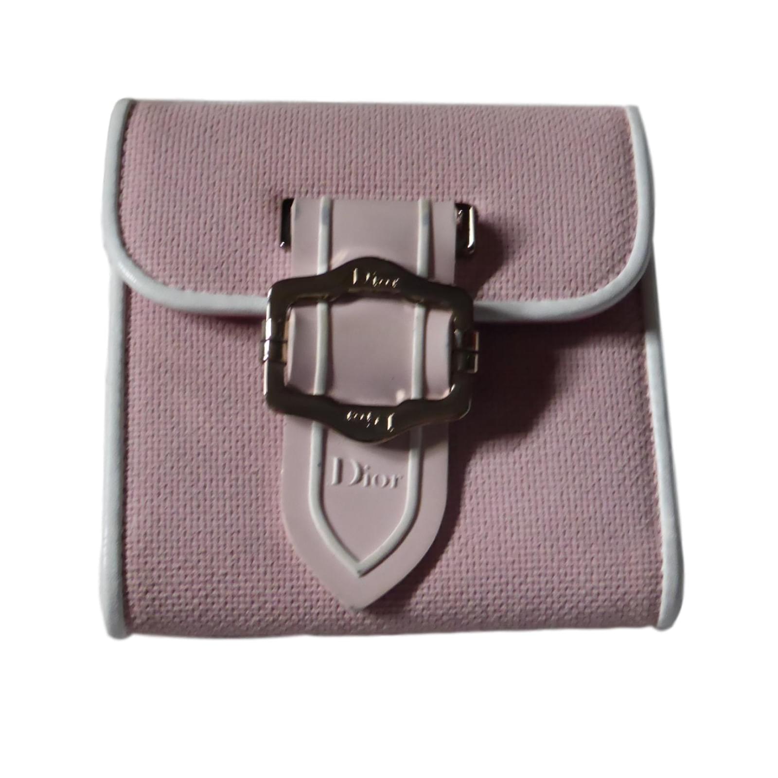 Christian Dior Wallets Pink White Leather Cloth ref.60409 - Joli Closet