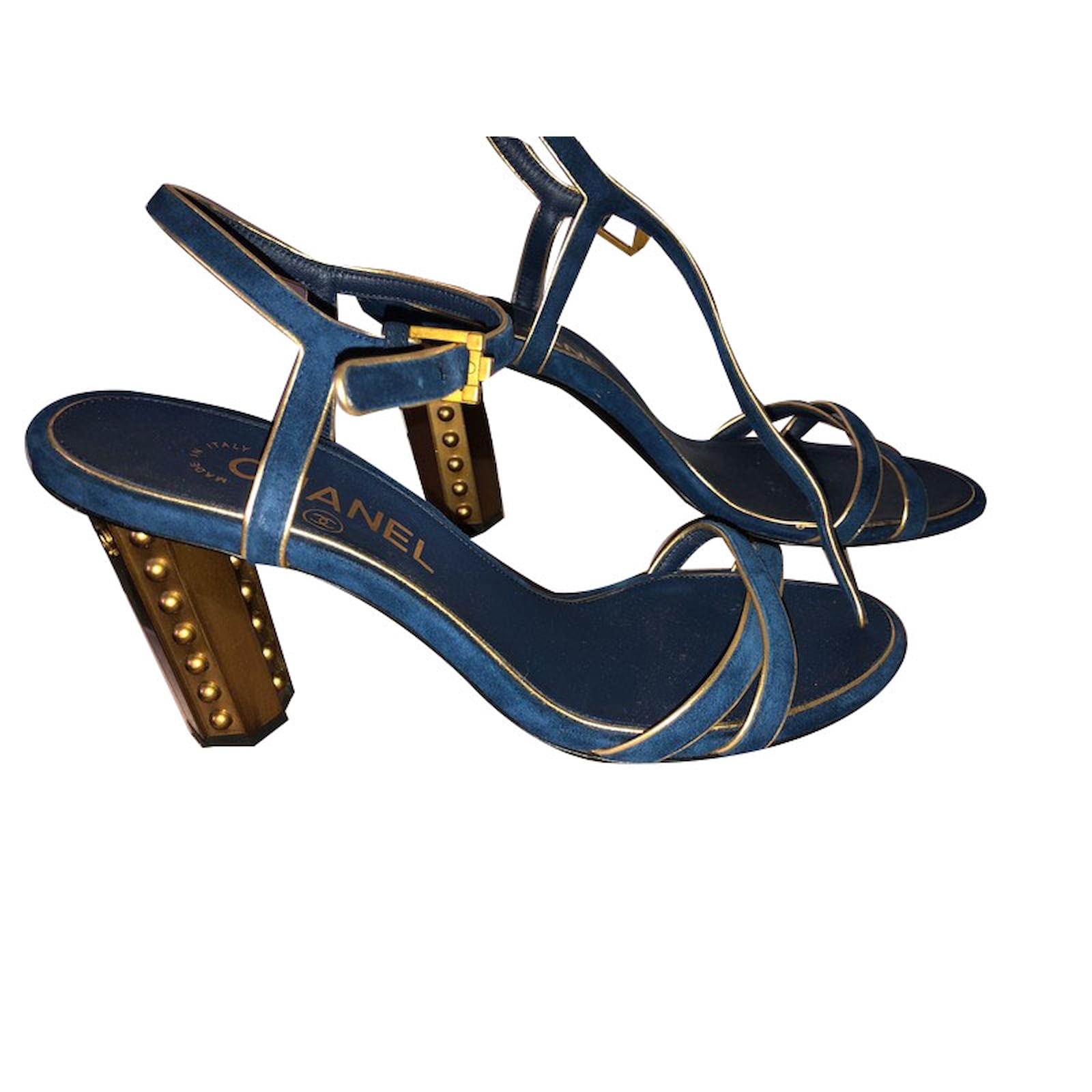 Chanel Sandals Blue Suede ref.67539 - Joli Closet