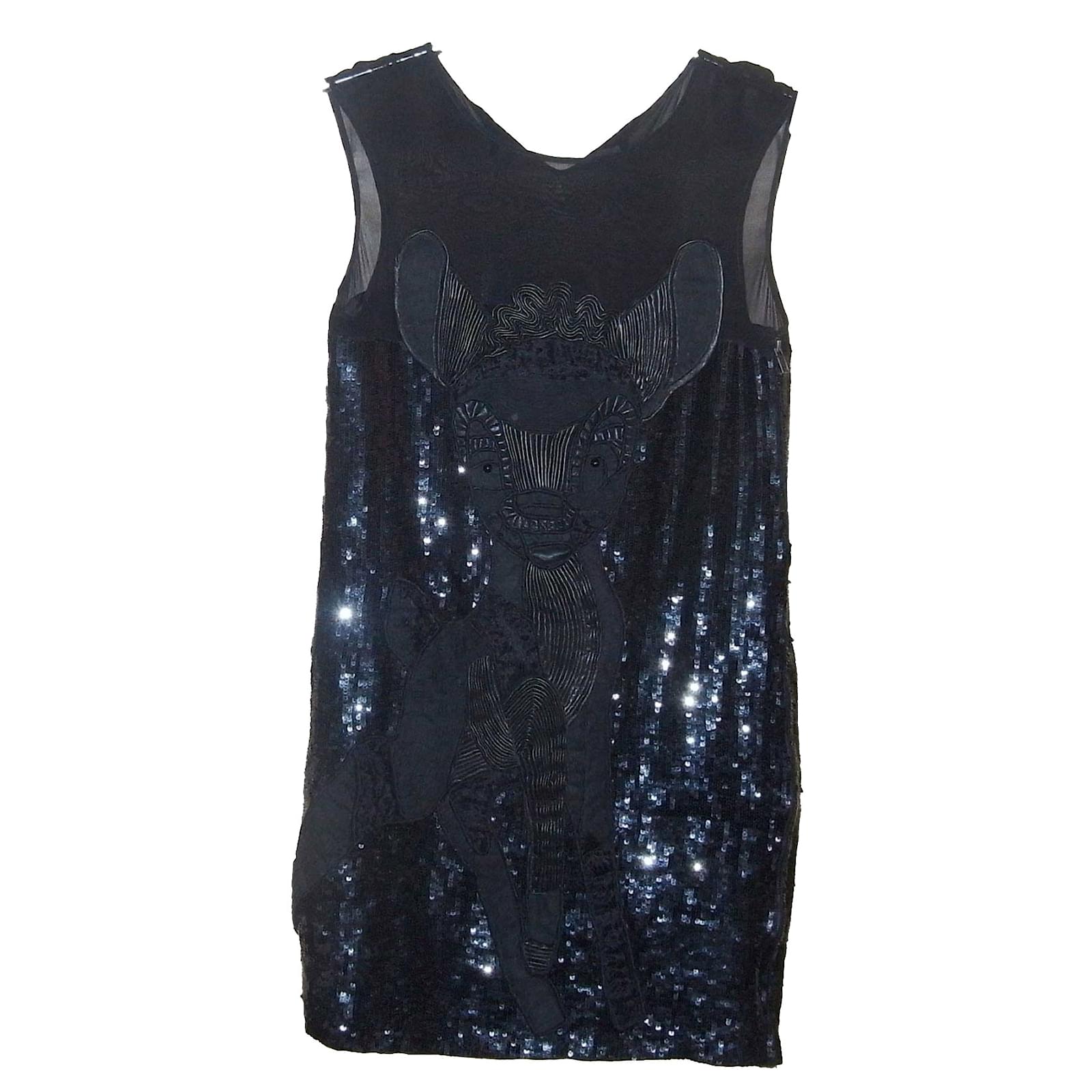 Jc De Castelbajac Robes Cuir Soie Noir ref.78594 - Joli Closet