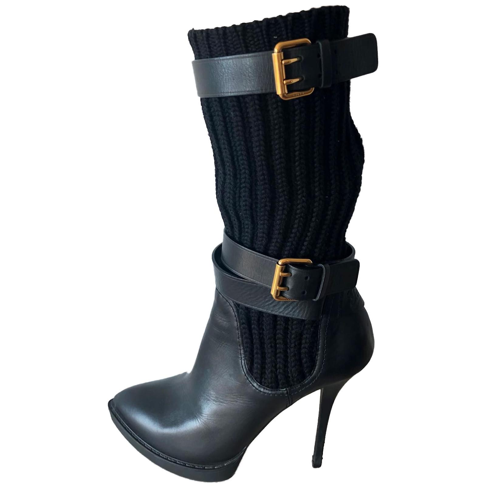 Gucci boots Black Leather ref.83206 - Joli Closet