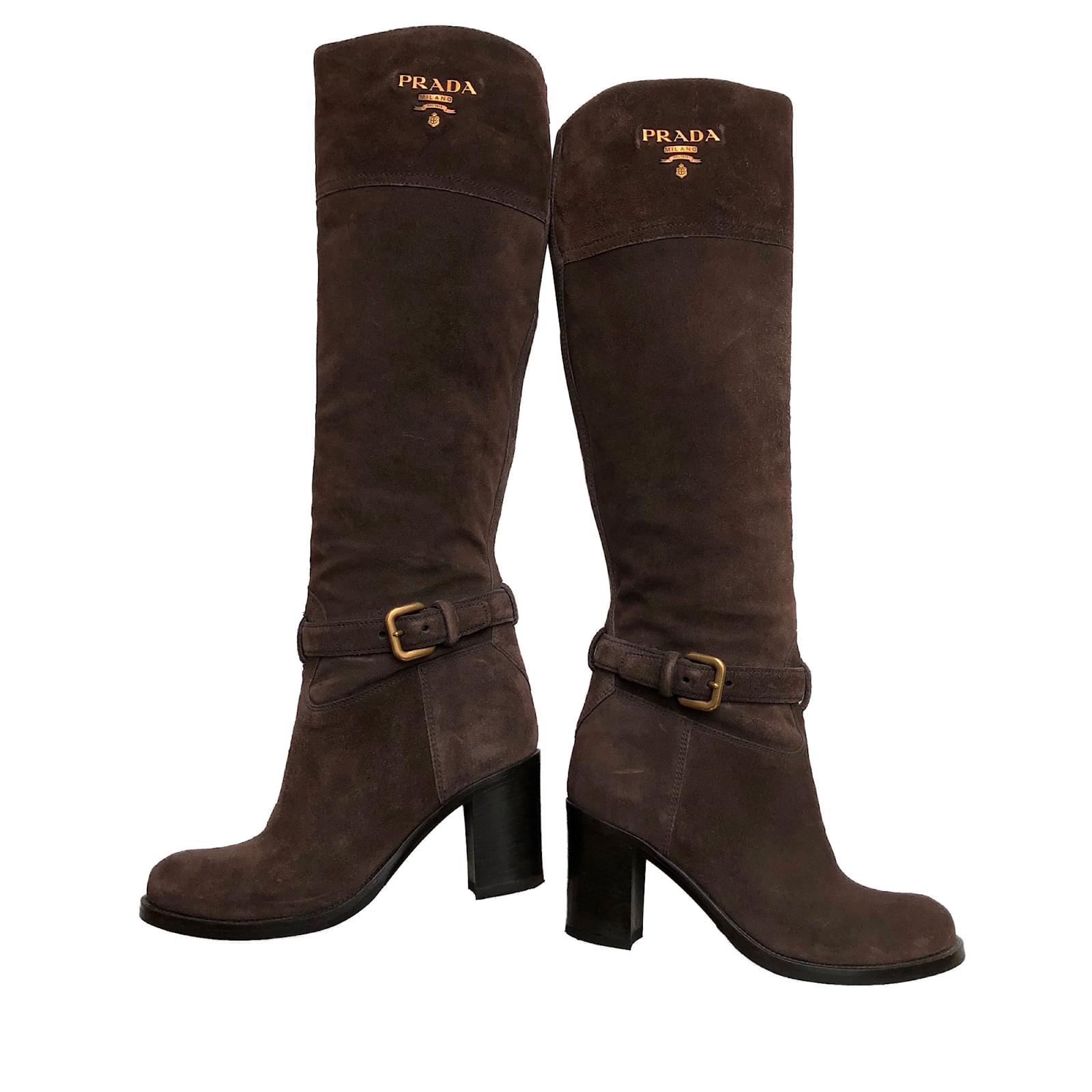 Prada Bottes Cuir Marron ref.85553 - Joli Closet