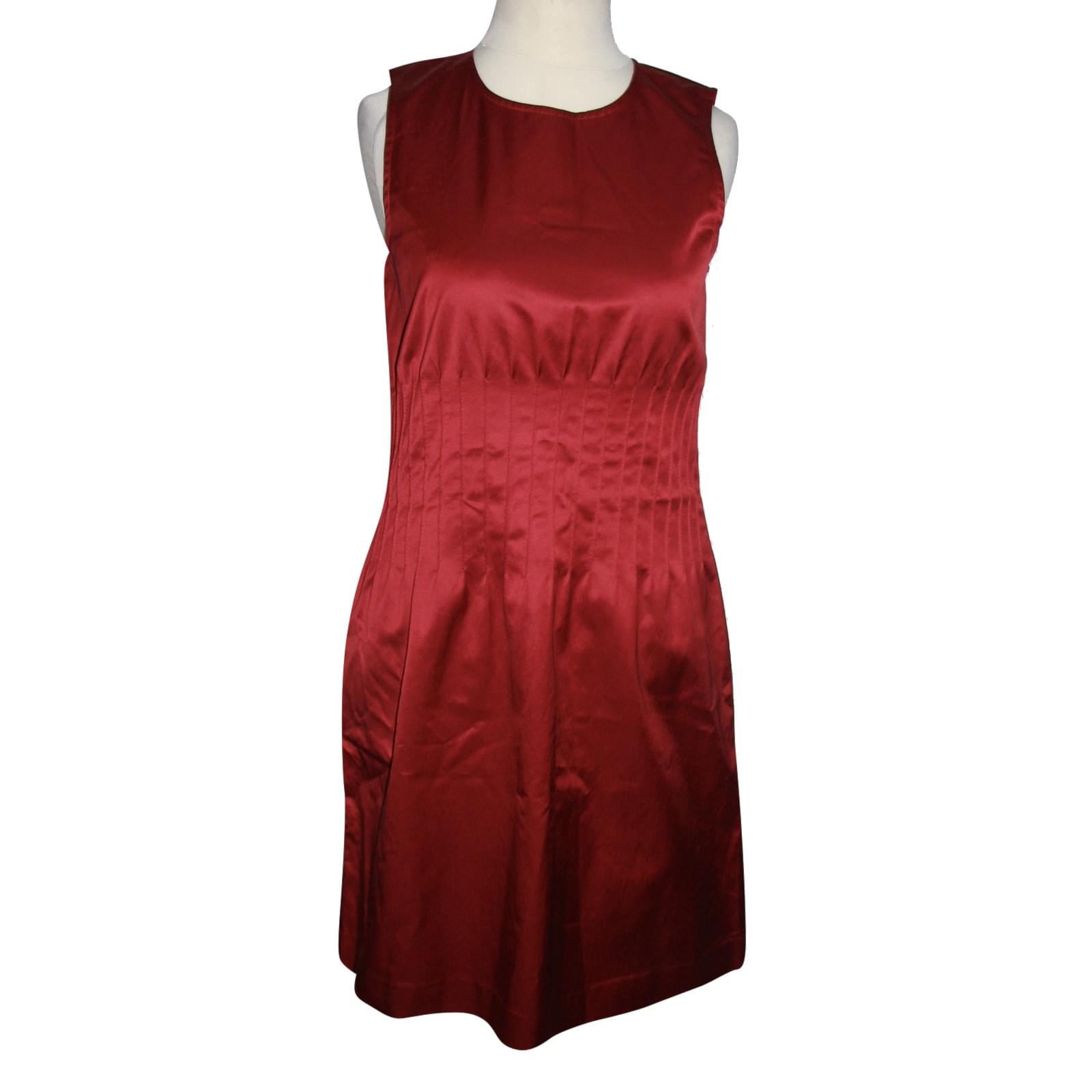 Theory Robe de cocktail rouge Coton Viscose Elasthane Satin ref.92593 ...