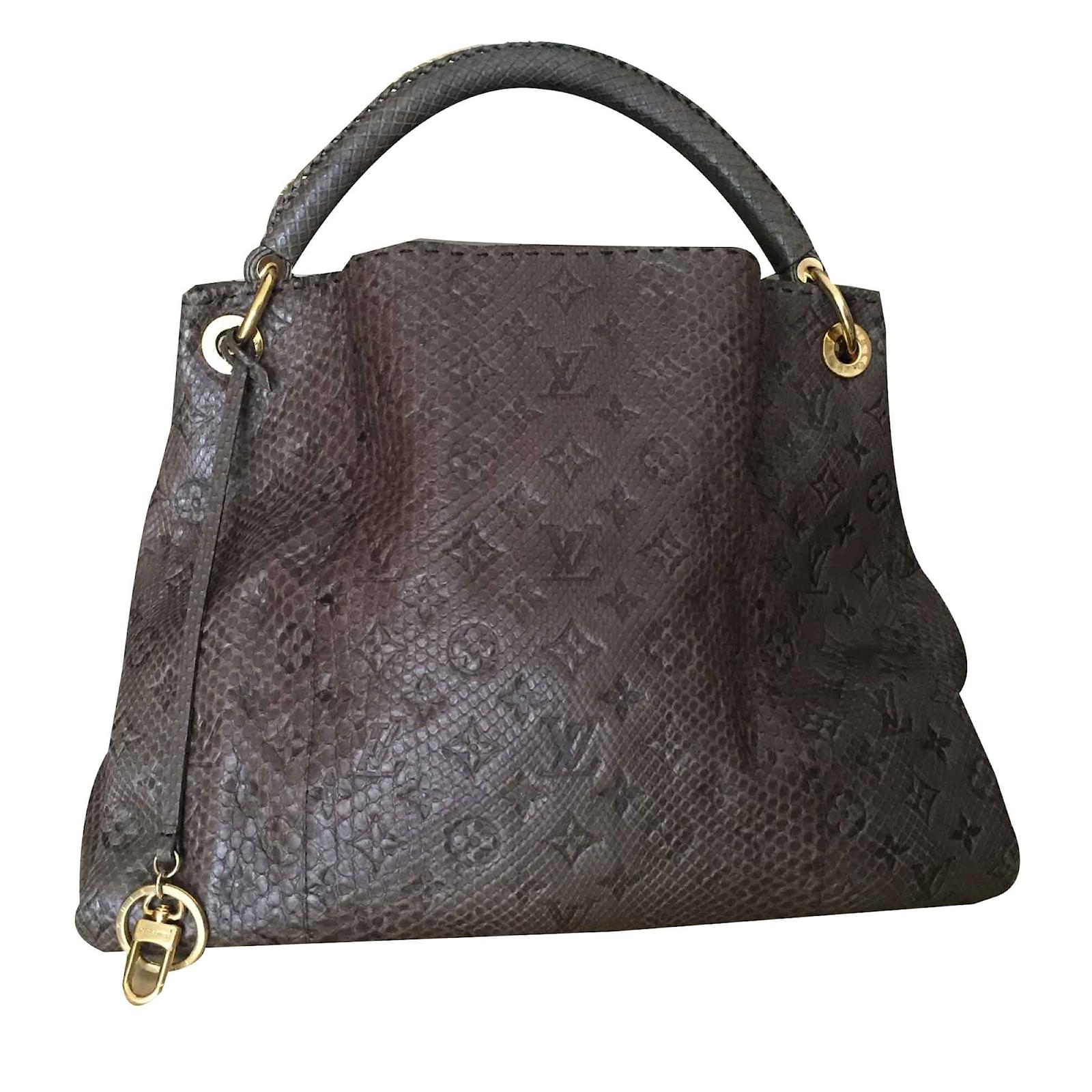 Louis Vuitton Gris Brown Monograma Python Artsy MM Bolsa De Ombro ...