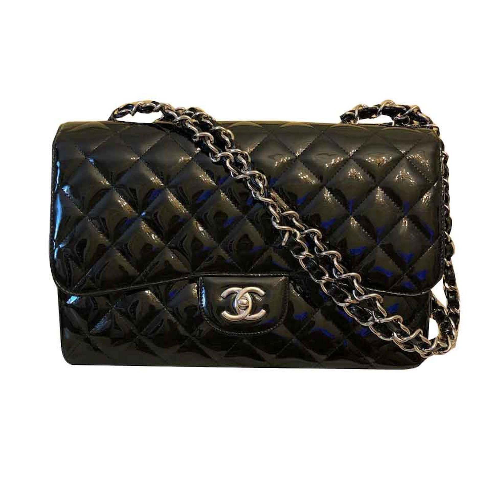 Chanel Jumbo Cuir vernis Noir ref.108850 - Joli Closet