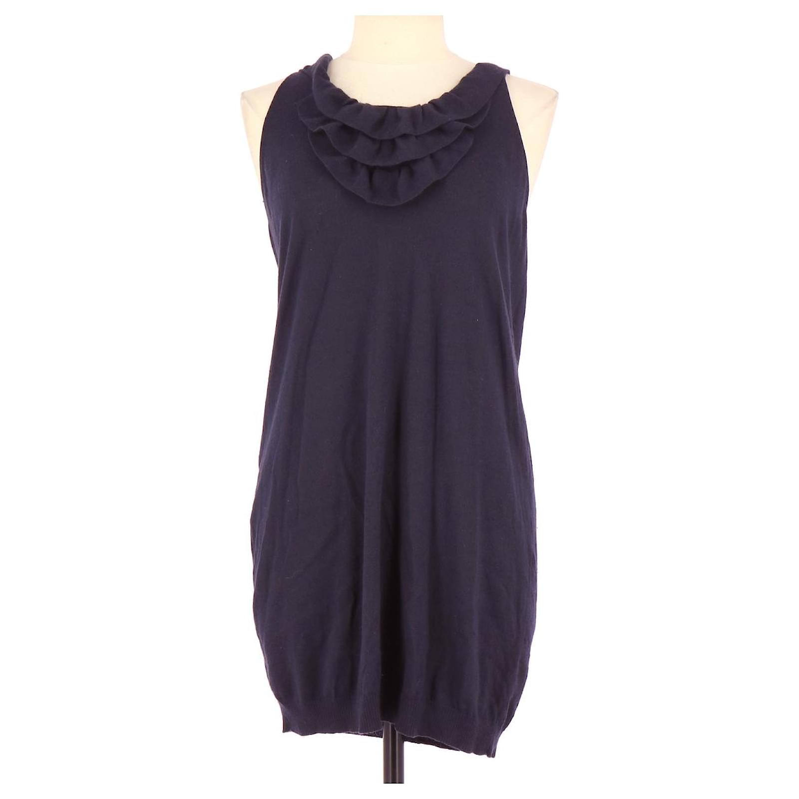 Maje Robe Laine Bleu Marine ref.114680 - Joli Closet