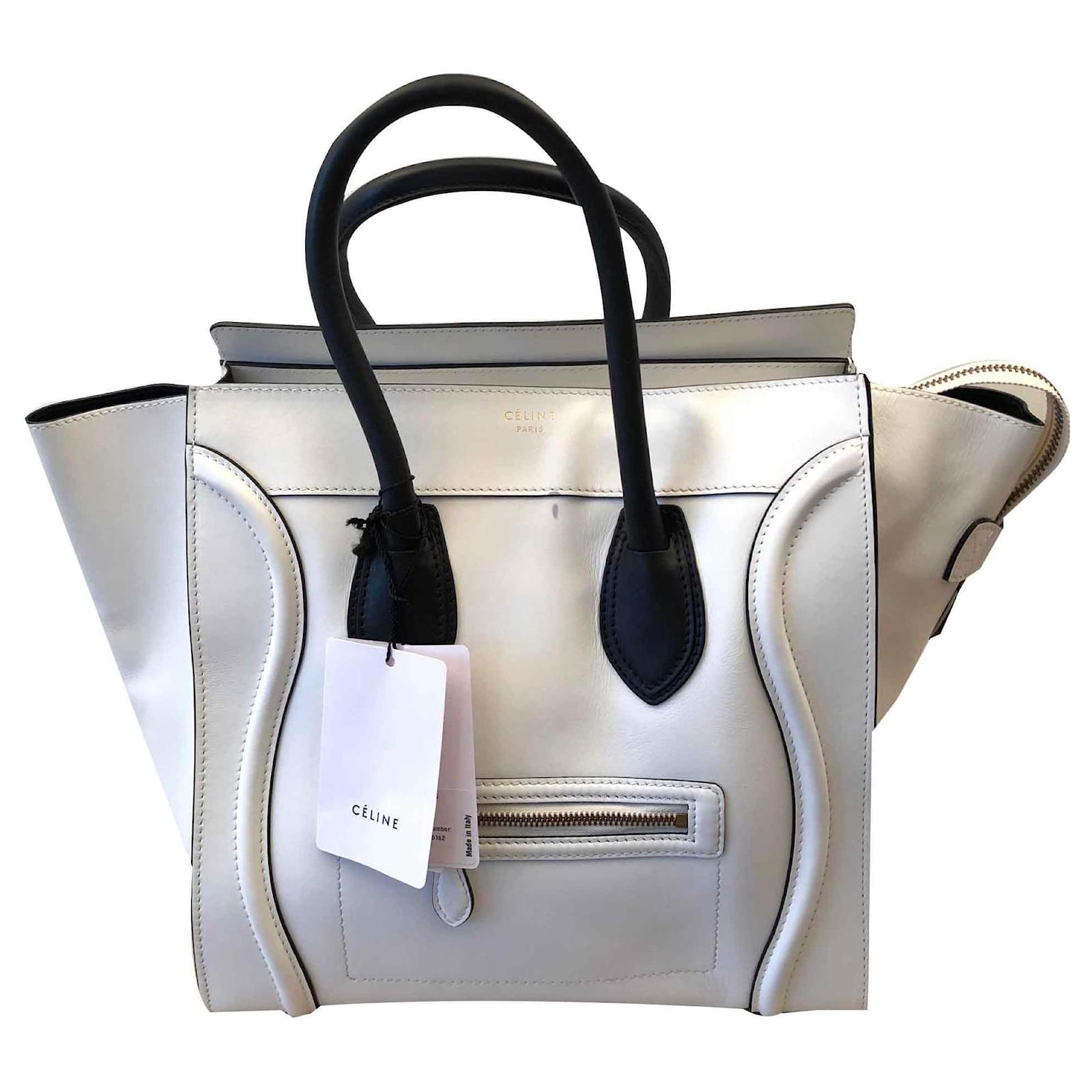 Céline Celine Luggage Mini Cuir Blanc ref.117785 - Joli Closet