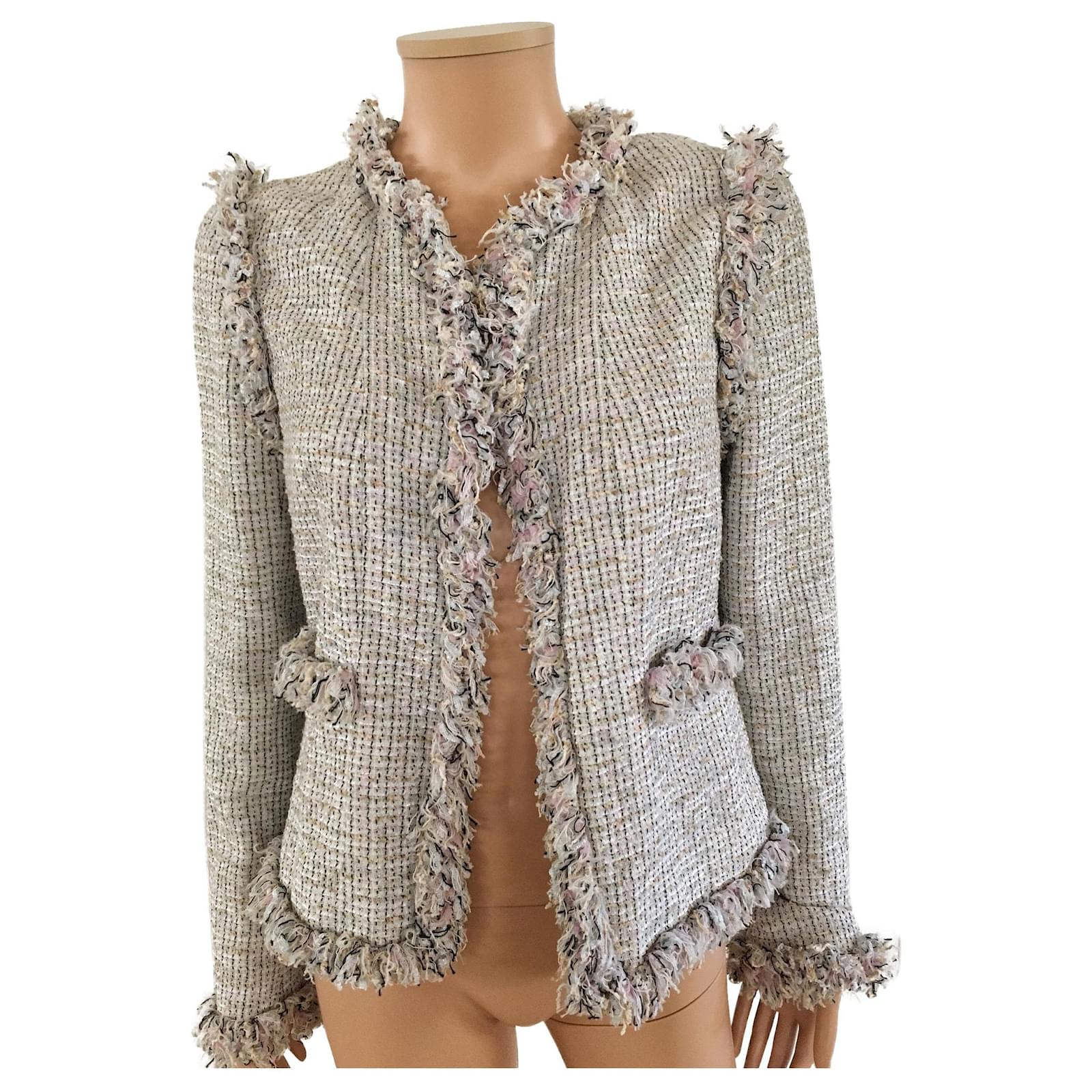 Chanel Jackets Pink Beige Grey Light blue Cotton Polyester Polyamide ...