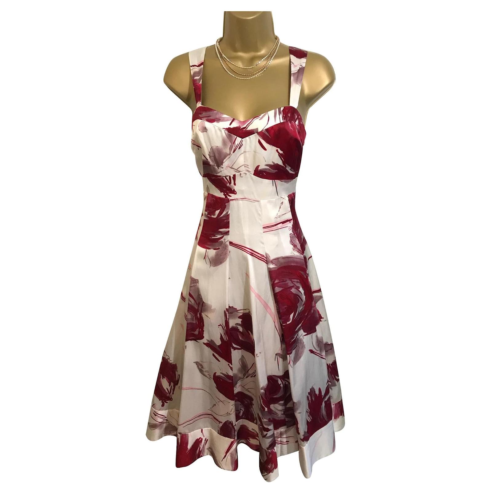 Coast Robes Soie Coton Rouge Écru ref.128997 - Joli Closet