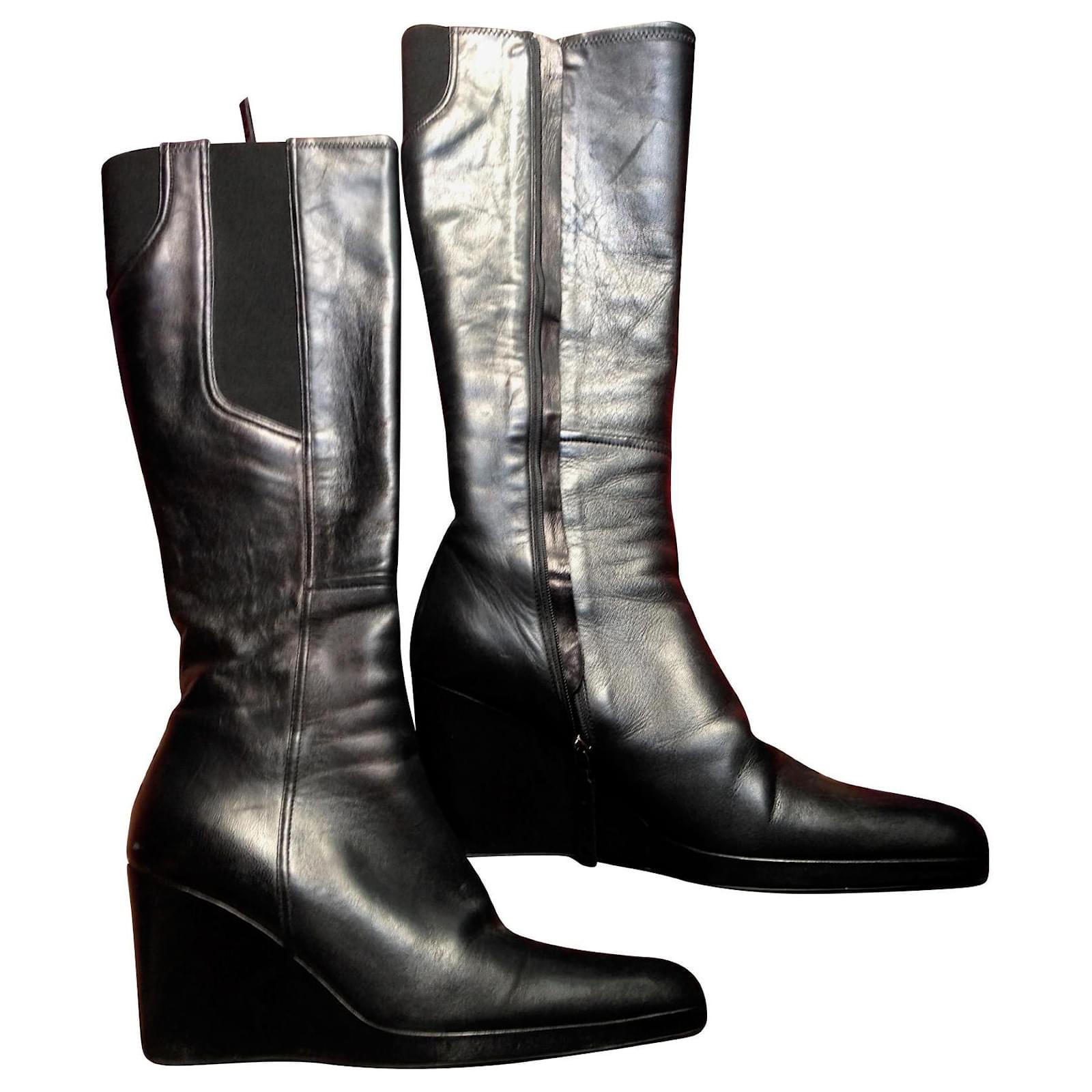 bottes Prada Cuir Noir ref.130509 - Joli Closet