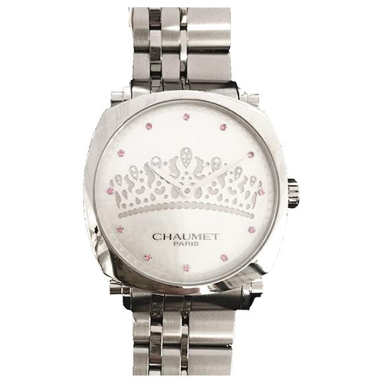 Chaumet modelo reloj "Dandy Tiara" acero, zafiros y diamantes. ref ...