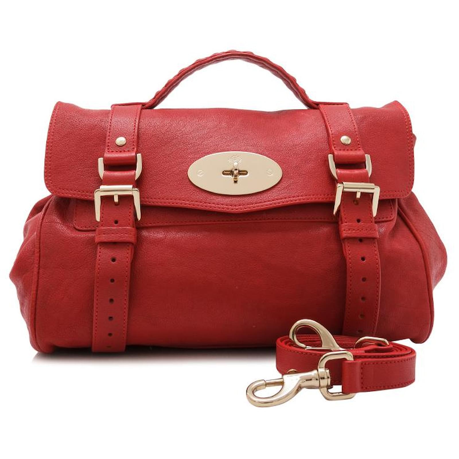 Mulberry Sac à bandoulière Alexa en cuir rouge mûrier Veau façon ...