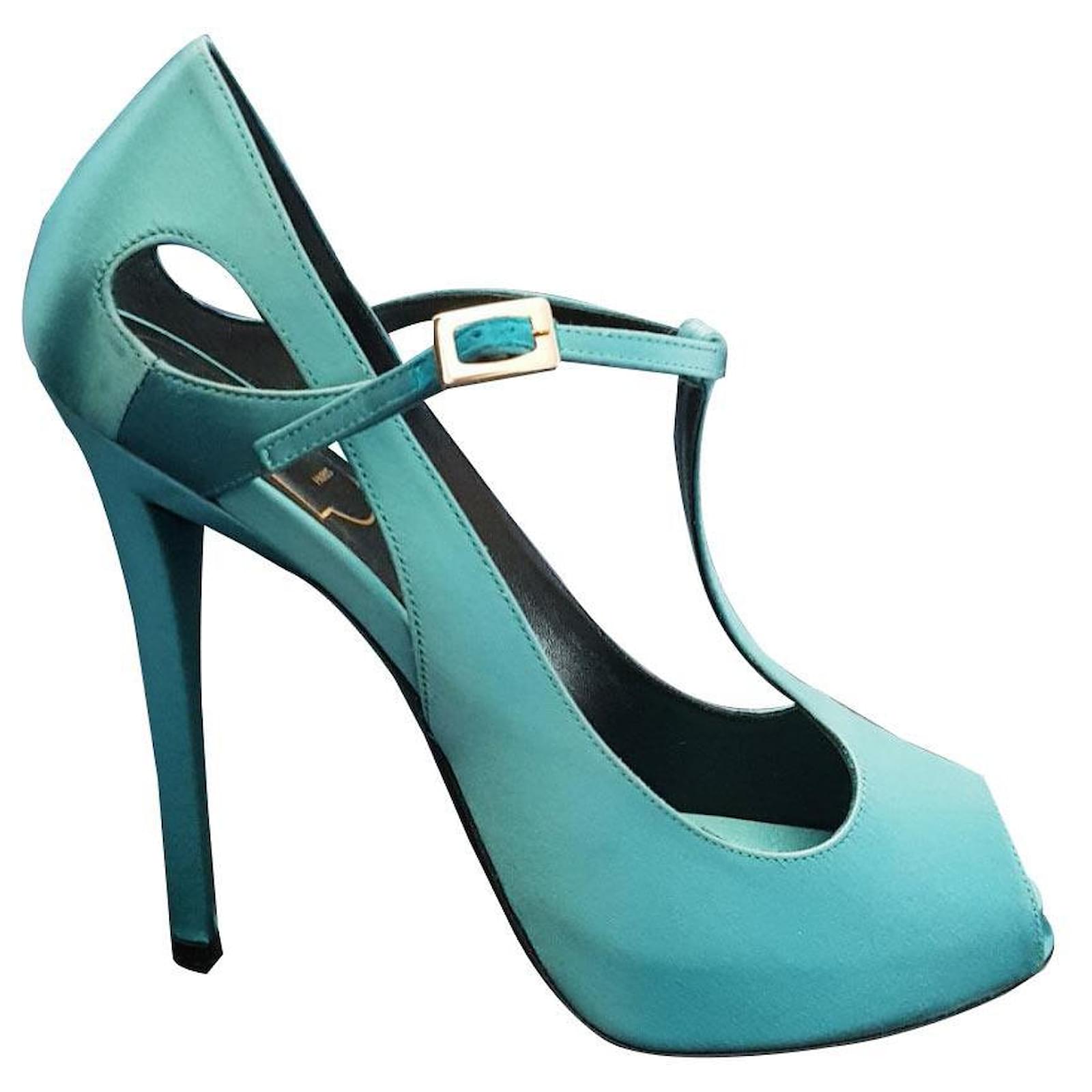 Roger Vivier Heels Blue Turquoise Polyester ref.133601 - Joli Closet