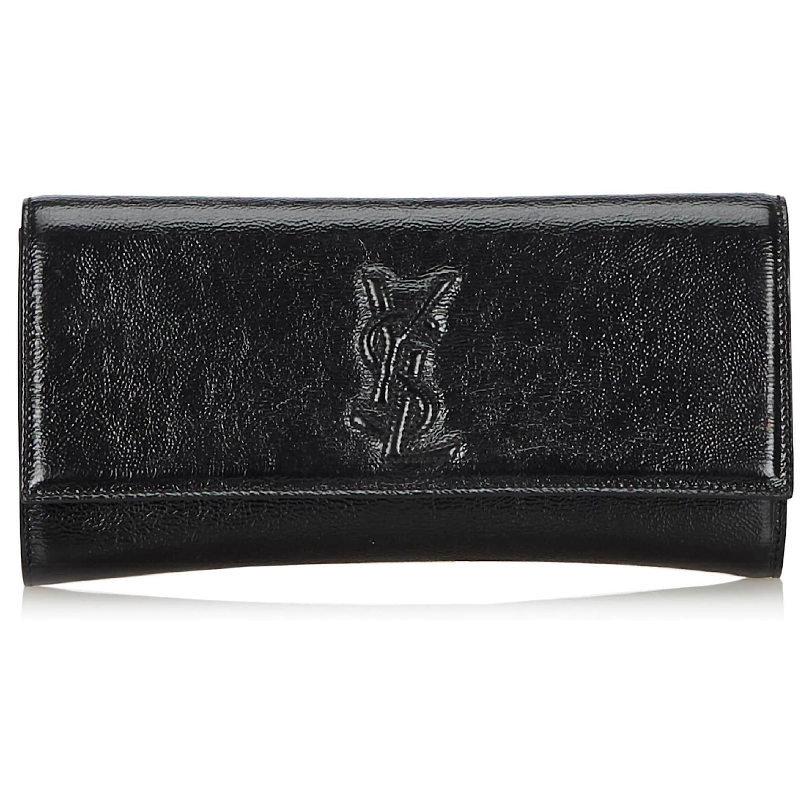 Yves Saint Laurent YSL Pochette Belle du Jour en Cuir Verni Noir Cuir ...