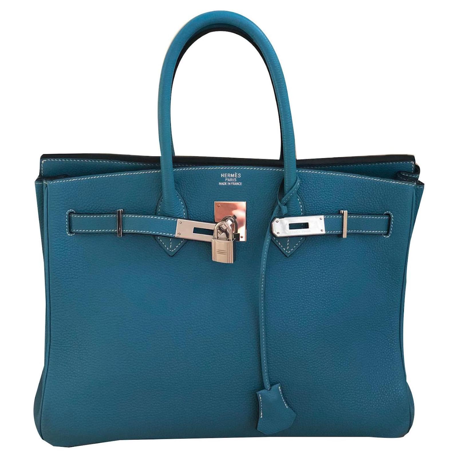 Hermès Birkin 35 Azul Azul claro Cuero ref.137576 - Joli Closet