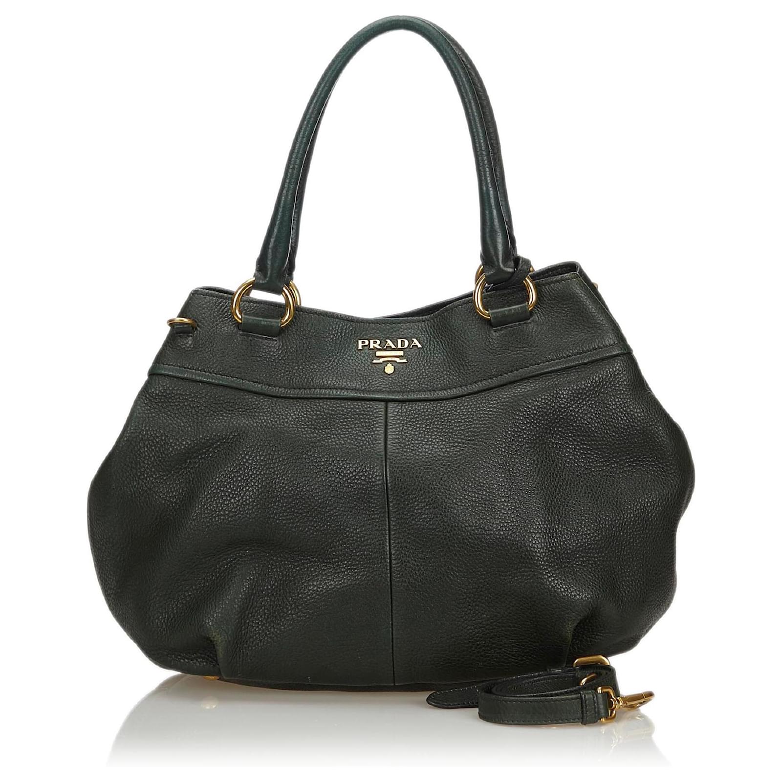 Prada Vert Cartable Vitello Daino Cuir Vert foncé ref.140109 - Joli Closet