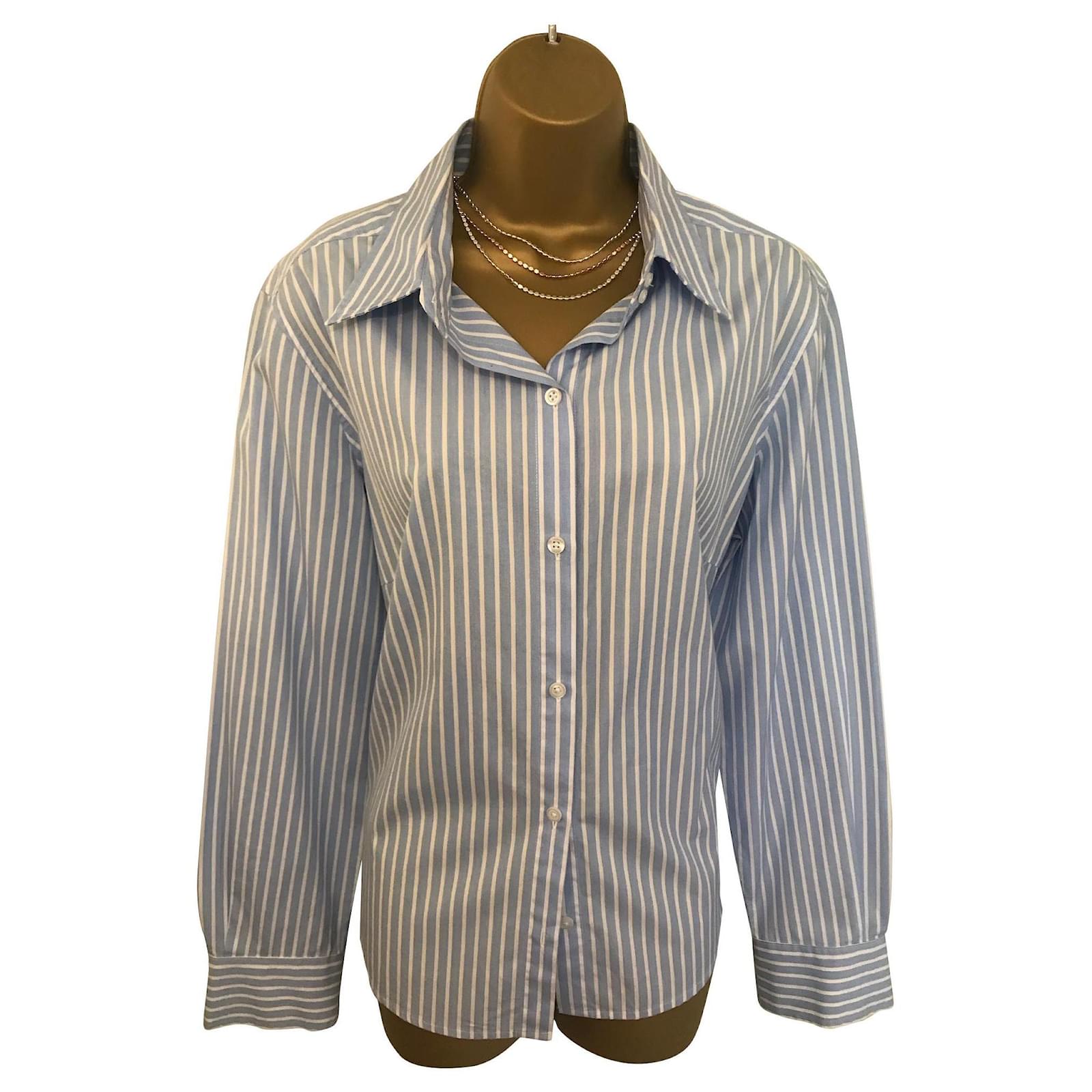 Jaeger Tops White Light blue Cotton ref.141384 - Joli Closet