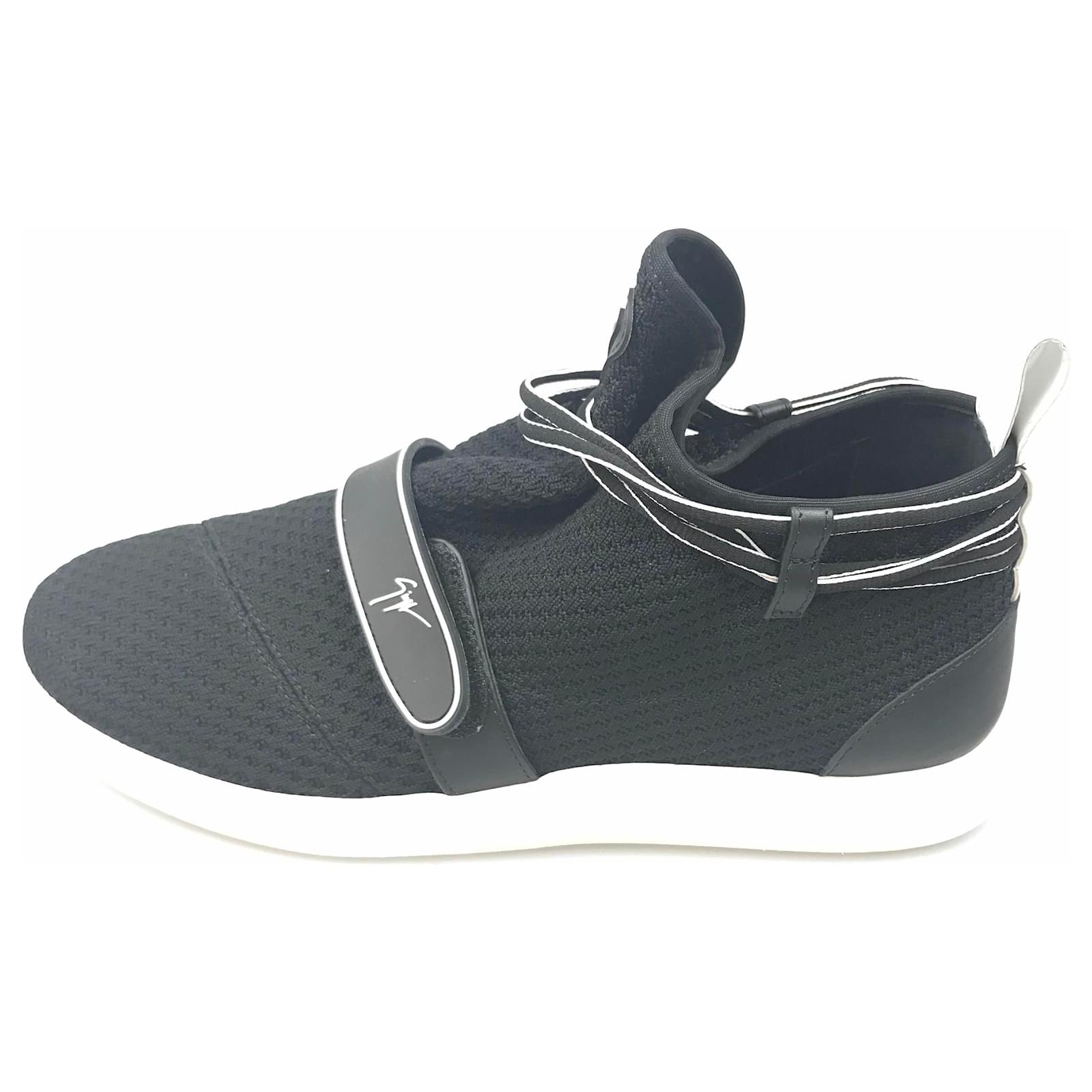 Giuseppe Zanotti Black Nylon Jump Slip On Sneaker Leather Cloth ref ...