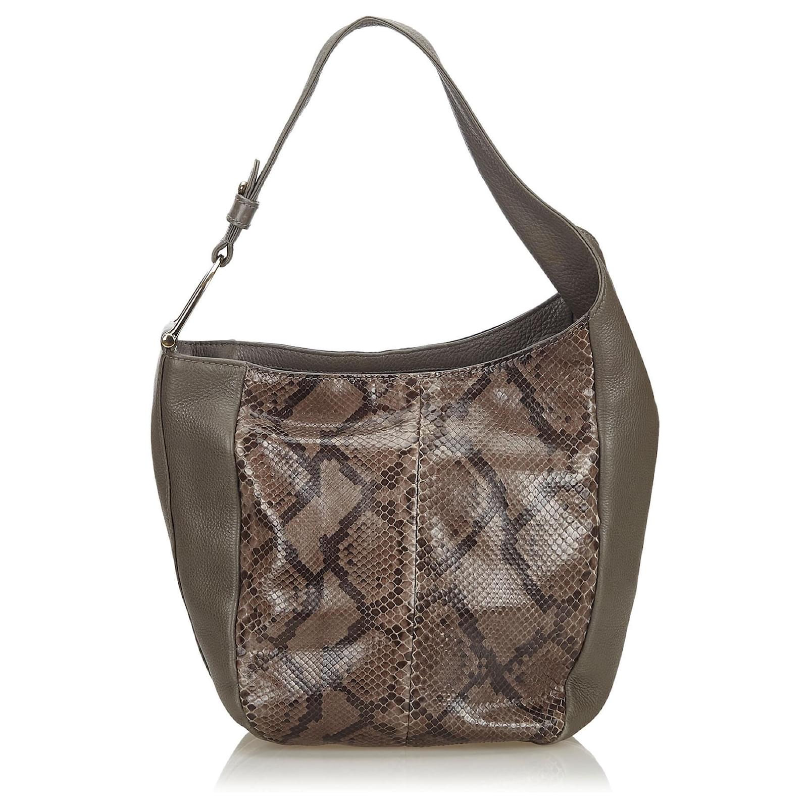 Gucci Sac à bandoulière Greenwich en cuir python gris Noir ref.143794 ...