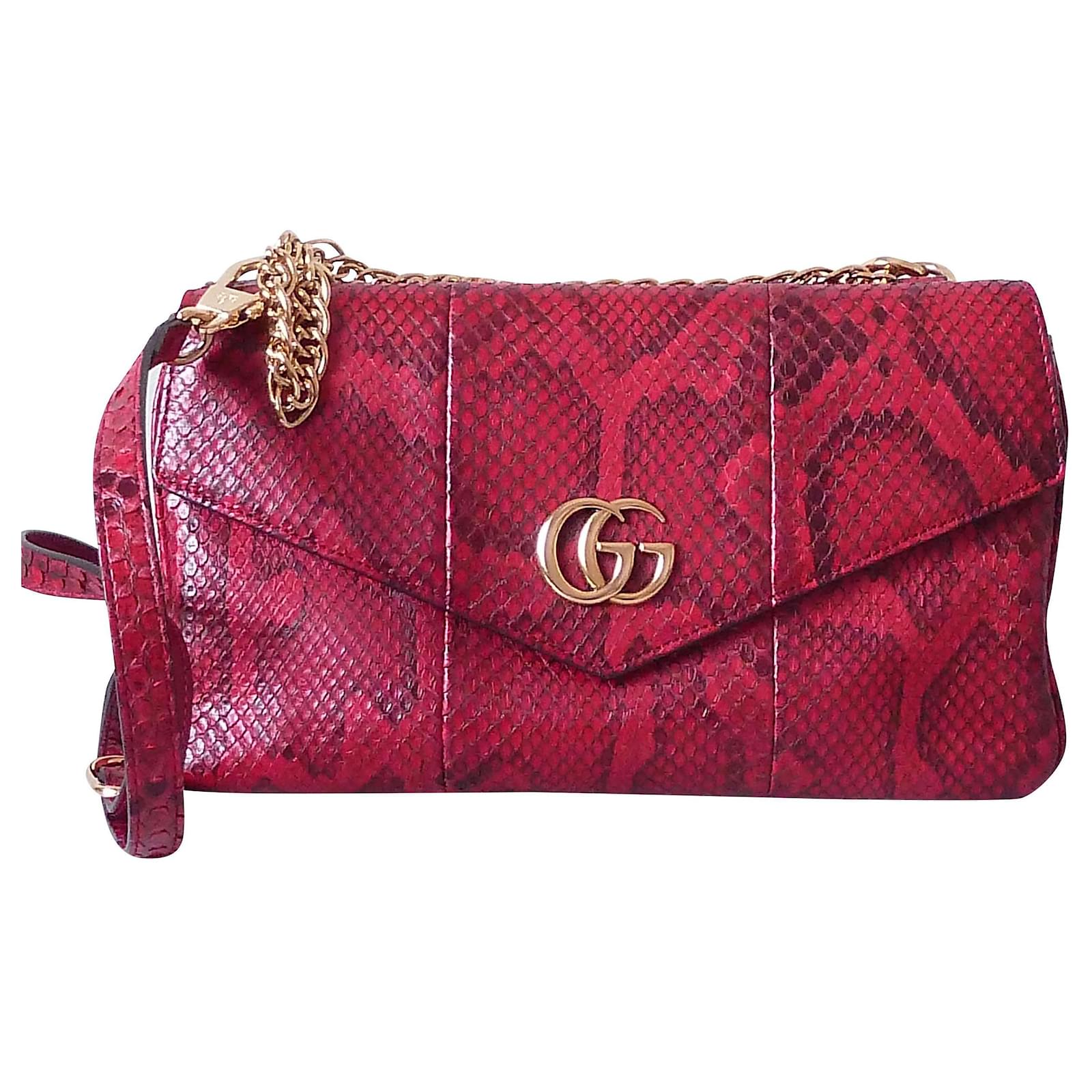 GUCCI MARMONT DOUBLE BANDOULIERES PYTHON Multicolore ref.144023 - Joli ...