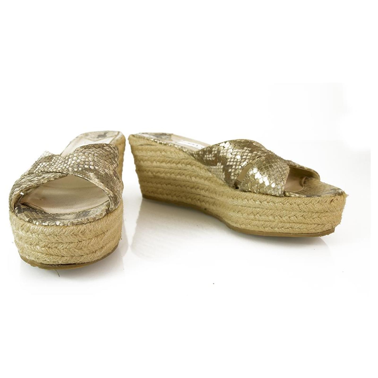 Jimmy Choo - Sandales à plateforme et talon compensé en peau de python ...