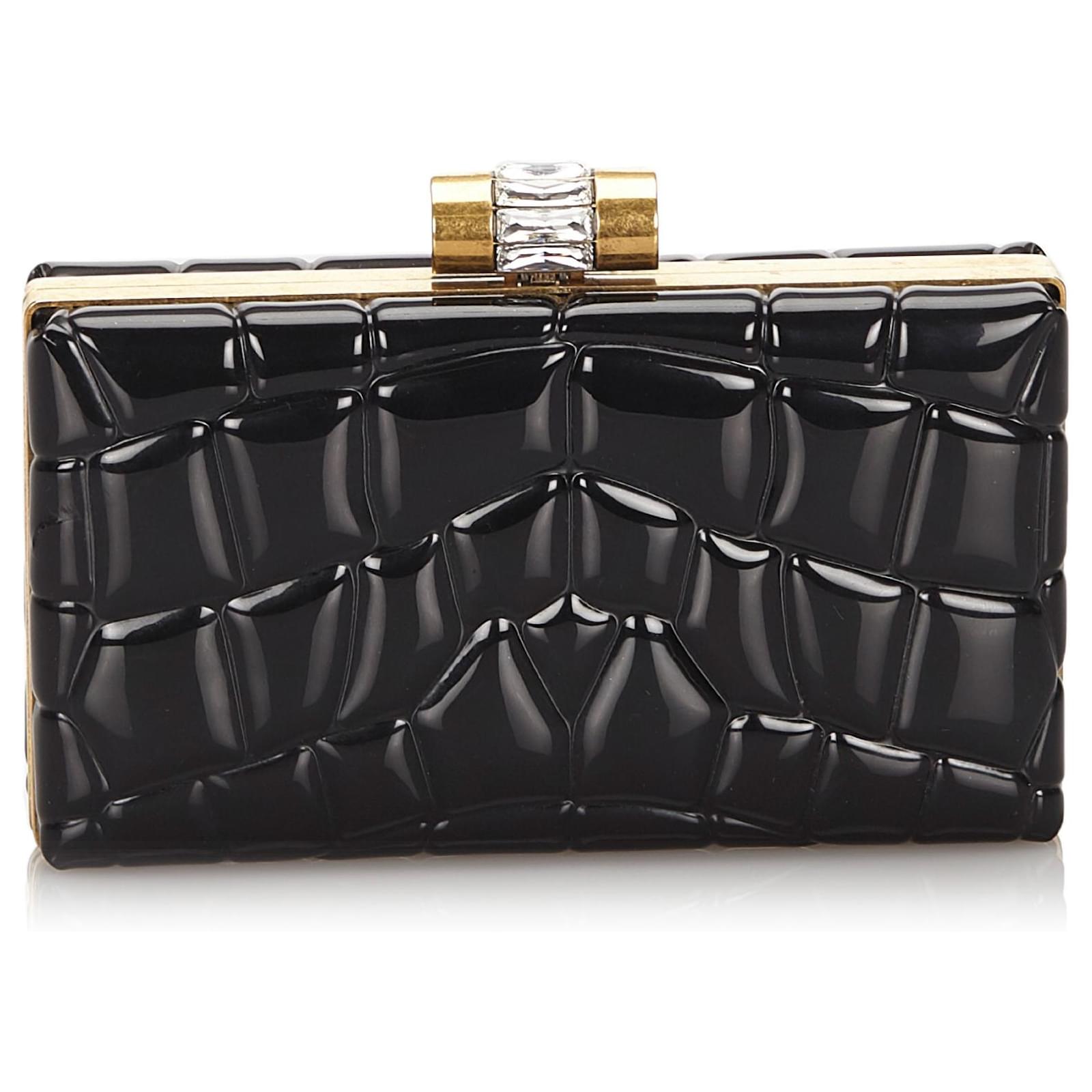 Yves Saint Laurent YSL Pochette en cuir verni noir gaufré Cuir vernis ...