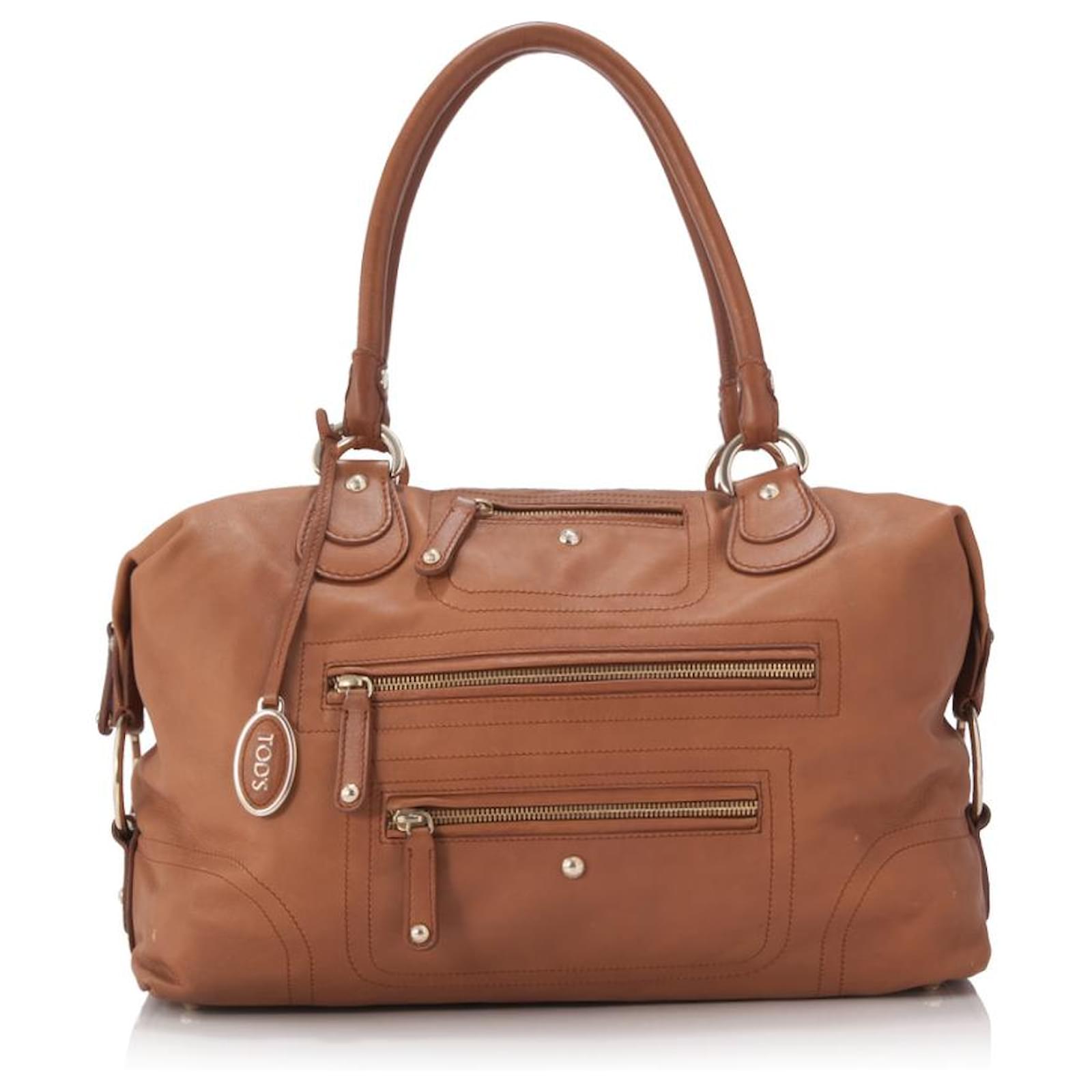 Tod's Sac porté épaule Luna en cuir marron Tods Veau façon poulain ...